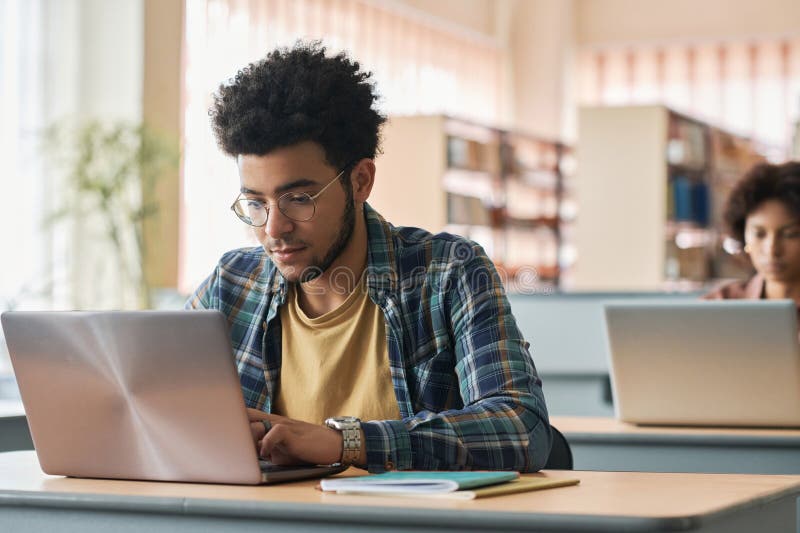 Student Using Laptop in Online Study Stock Image - Image of school ...