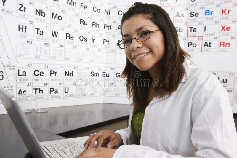 Student Using Laptop in Science Class Stock Photo - Image of horizontal ...