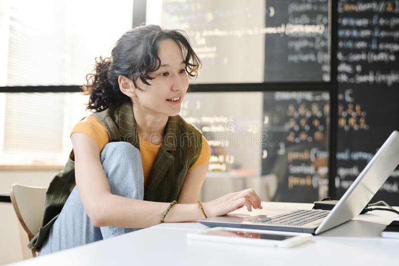 Student Using Laptop in Study Stock Image - Image of indoors ...