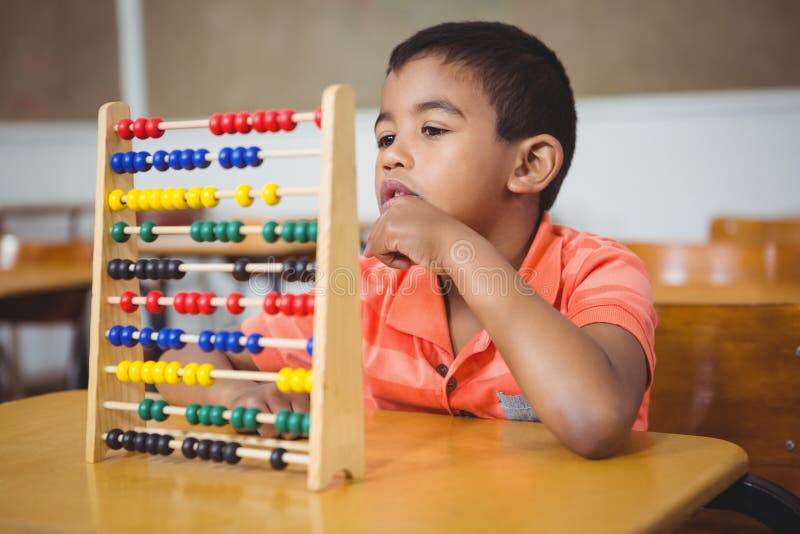 Student Using a Maths Abacus Stock Photo - Image of childhood, indoors ...