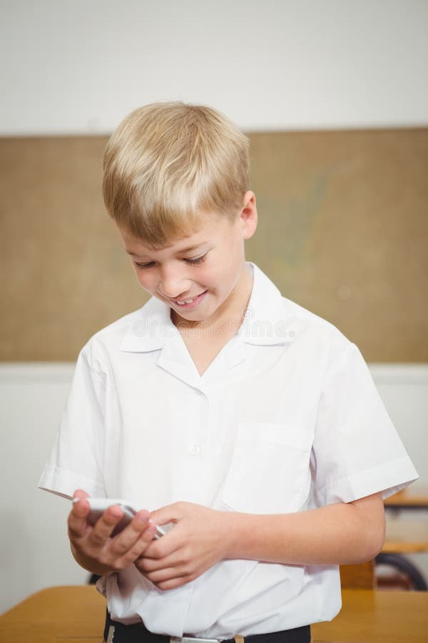 Student Using a Mobile Phone in Class Stock Photo - Image of ...
