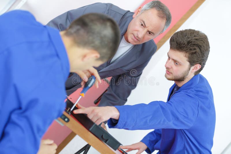 Student Using Screwdriver Under Observation Stock Image - Image of ...