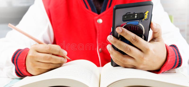 Student Using Smart Phone in Class Stock Image - Image of internet ...