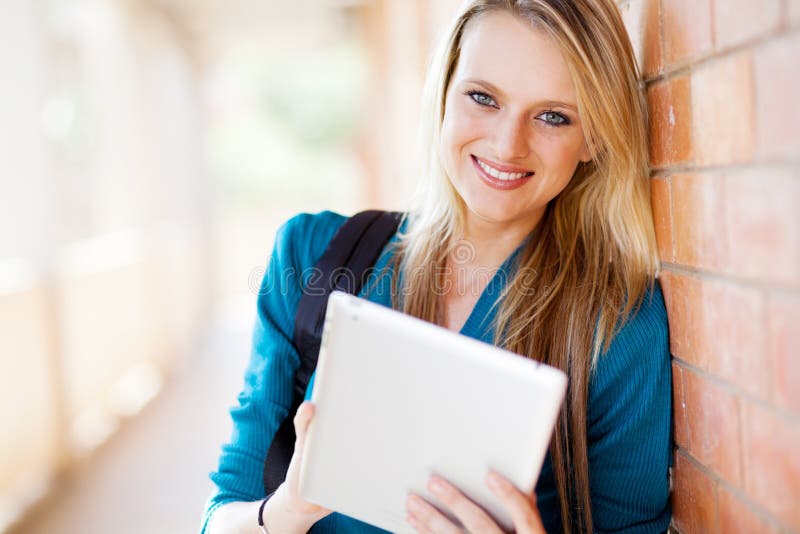 Student Using Tablet Computer Stock Image - Image of brick, bright ...