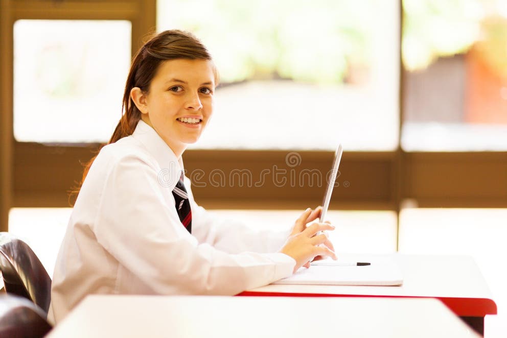 Student Using Tablet Computer Stock Image - Image of learning, pretty ...