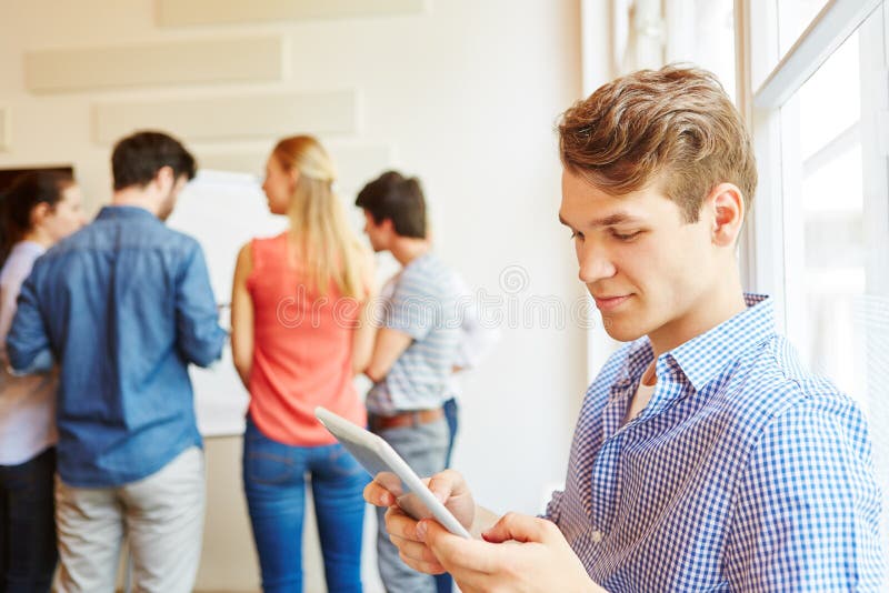 Student Using Tablet Computer in University Stock Image - Image of ...