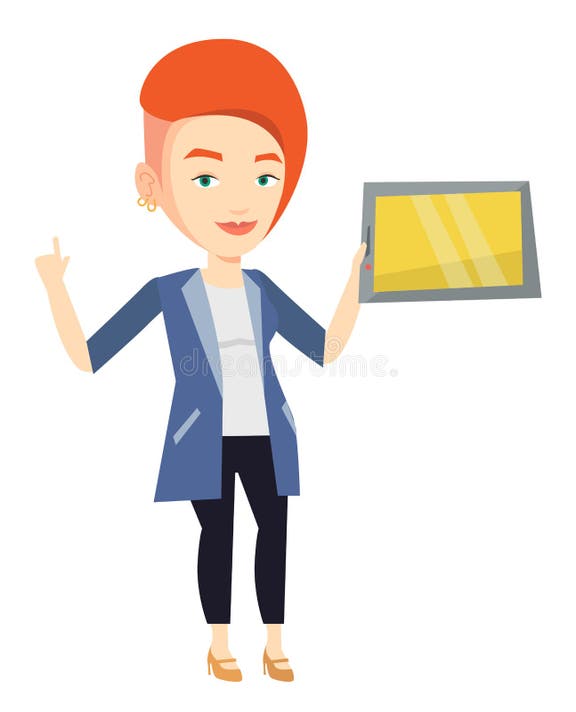Student Using Tablet Computer Vector Illustration. Stock Vector - Illustration of concept, study ...