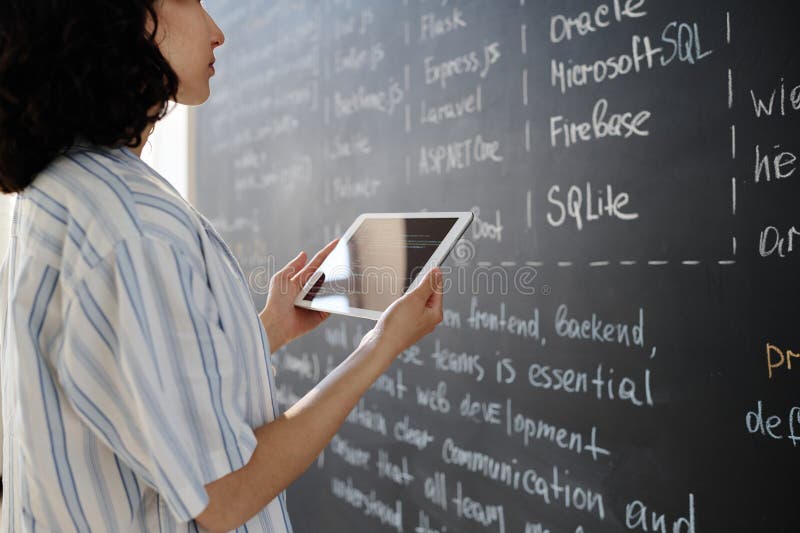 Student Using Tablet Pc at Lesson Stock Image - Image of gadget, study ...