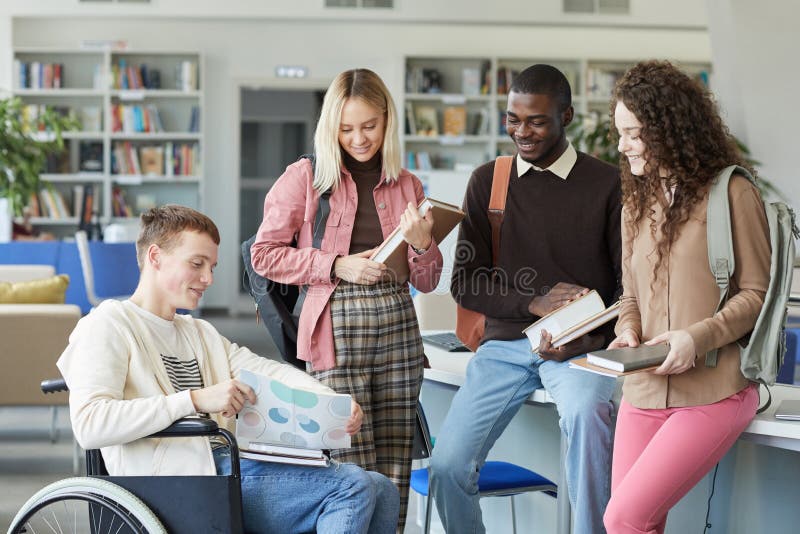 Student Using Wheelchair in Library Stock Photo - Image of disabled ...