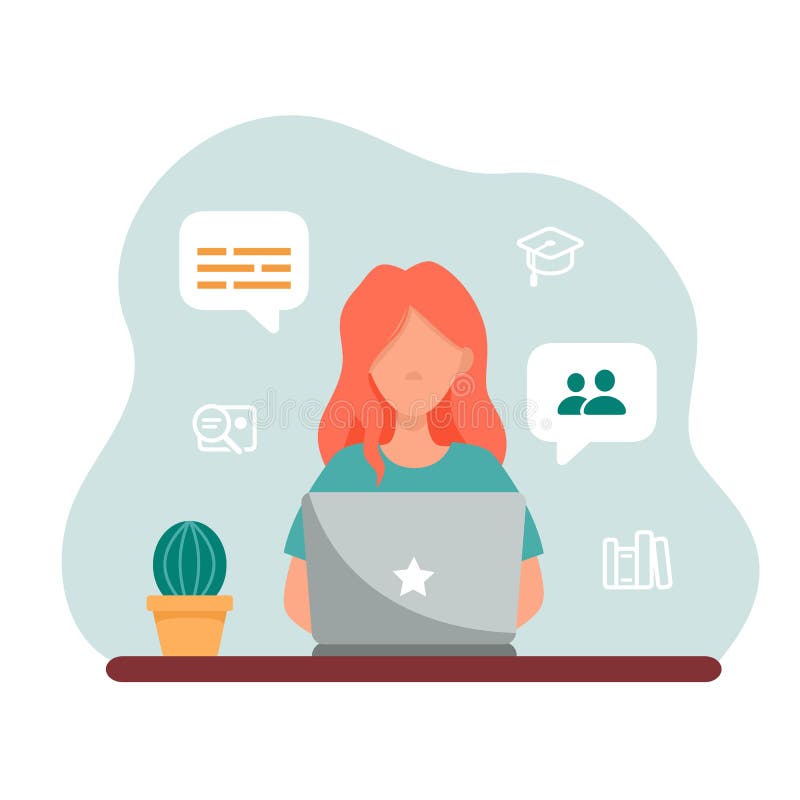 Student Vector Abstract Flat Illustration. Online Education Concept ...