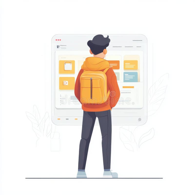 Student Viewing Online Course Interface Learning Digital Education ...