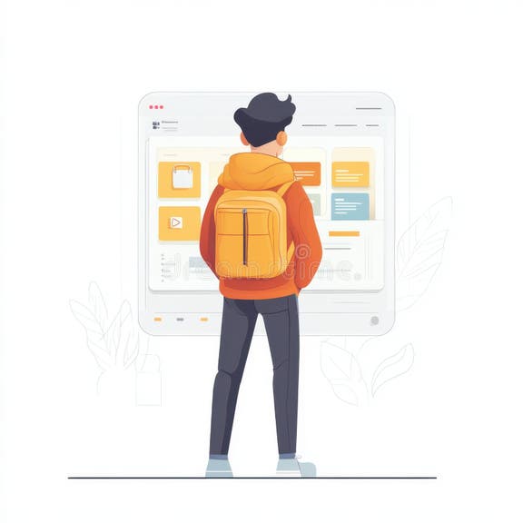 Student Viewing Online Course Interface Learning Digital Education ...