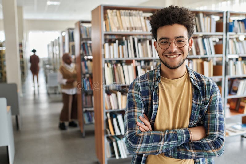 Student Visiting Library at College Stock Image - Image of center ...