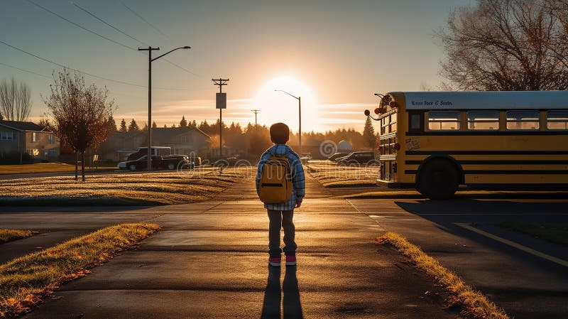 Student Waiting for the Arrival of the School Bus To Go To School ...