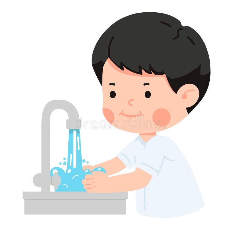 Student Washing Hands in Sink Cartoon Stock Vector - Illustration of ...