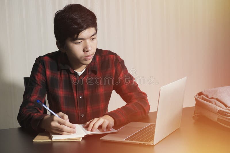 Student Watching Lesson Online and Studying from Home Stock Image ...