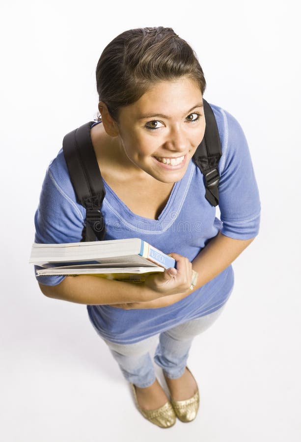 Student Wearing Backpack Carrying Books Stock Photo - Image of teenager ...