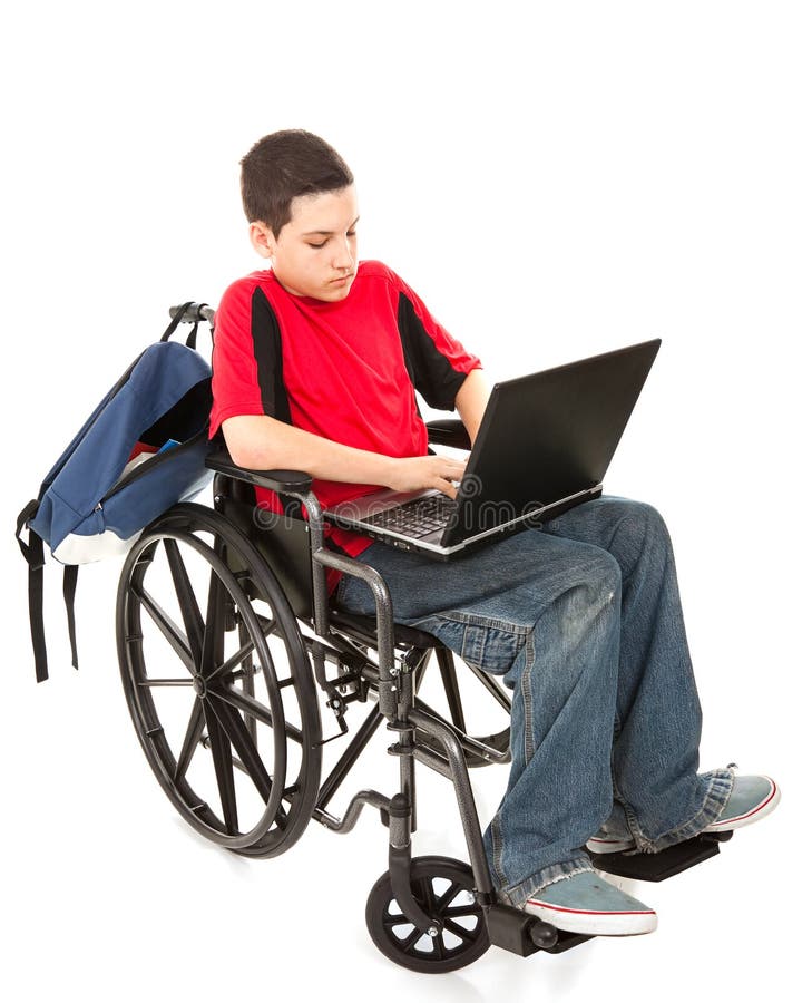 Student in Wheelchair with Laptop Stock Image - Image of handicapped ...