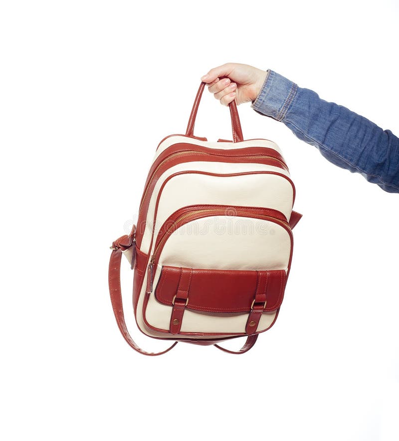 Student Woman is Holding Backpack Stock Photo - Image of portrait ...