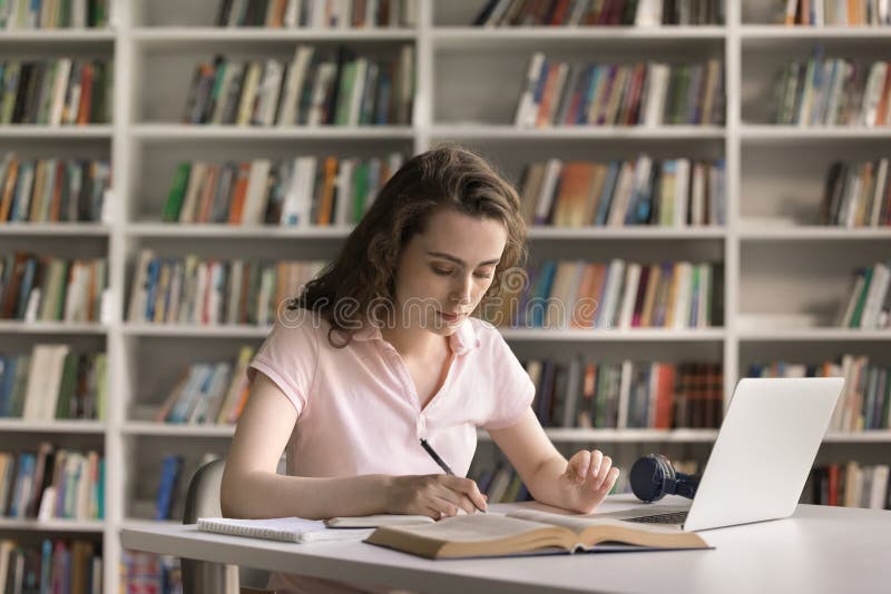 Female High School Student Take Notes Books Notebook Stock Photos ...