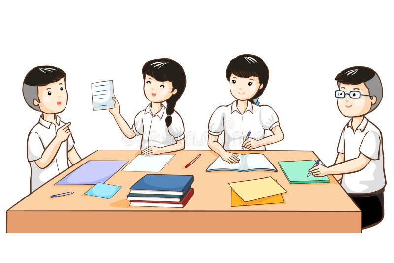 Student Work Together in Group Stock Vector - Illustration of ...