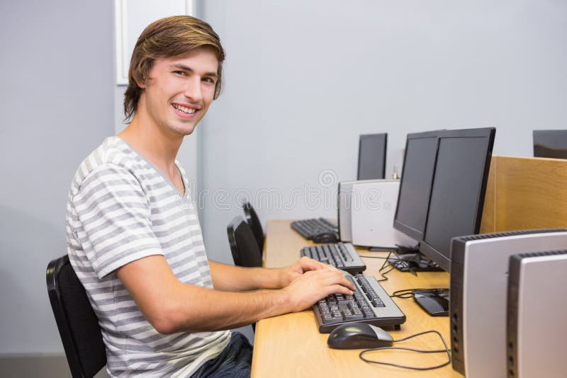 Student Working on Computer in Classroom Stock Photo - Image of adult ...