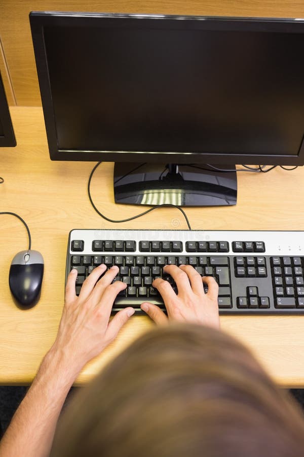 Student Working on Computer in Classroom Stock Photo - Image of ...