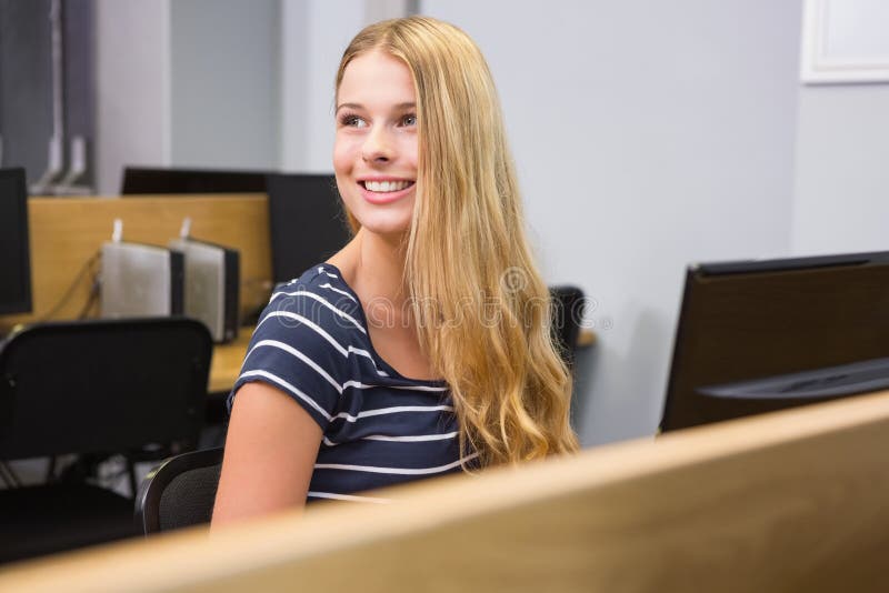 Student Working on Computer in Classroom Stock Photo - Image of school ...