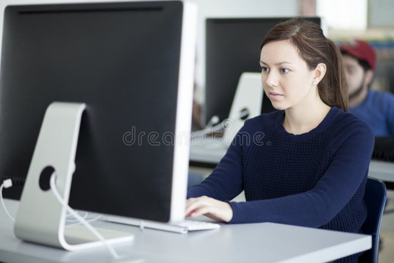Student Working in a Computer Stock Image - Image of computer, school ...