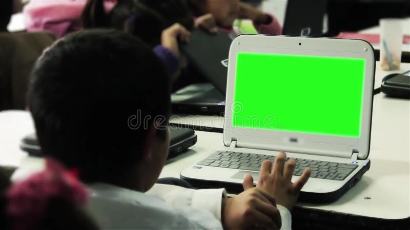 Student Working with Computer Green Screen. Stock Video - Video of ...