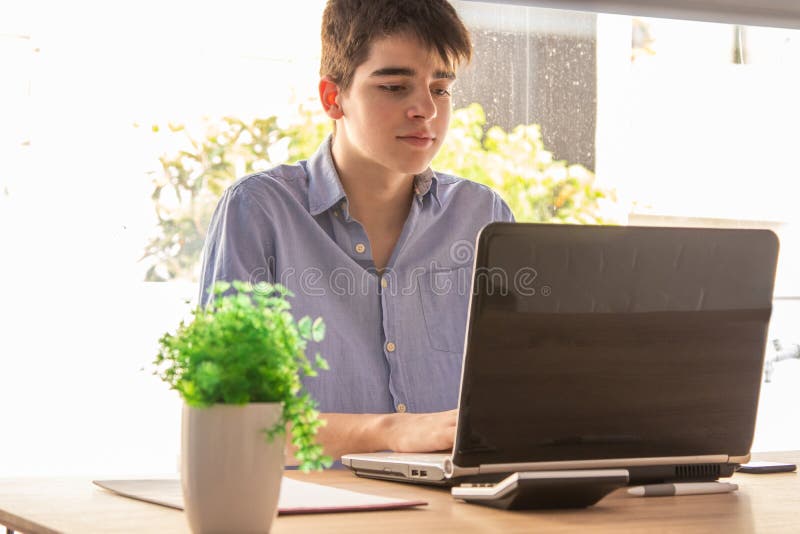 Student Working with Computer Stock Image - Image of creative ...