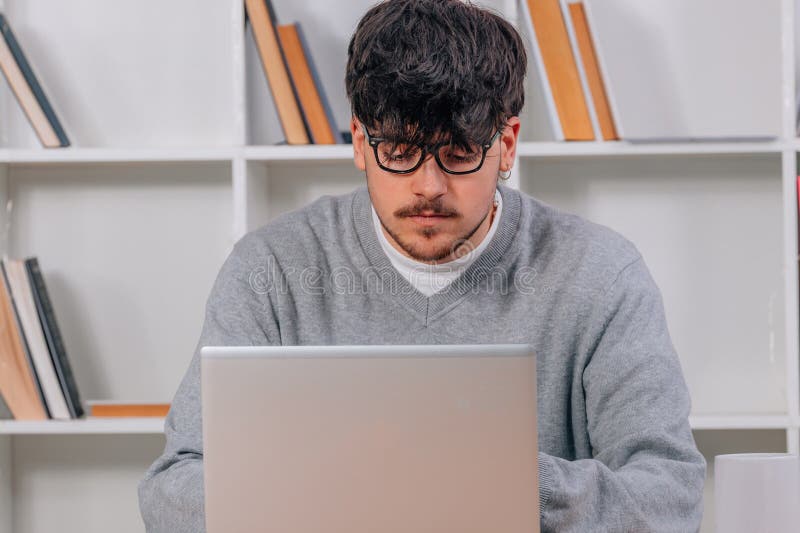 Student Working with Computer Stock Image - Image of teaching, college ...