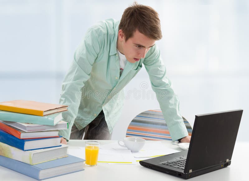 Student Working on Computer Stock Image - Image of laptop, problem ...