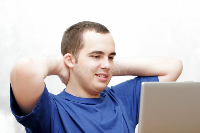 Student Working on His Laptop Stock Photo - Image of office, person ...