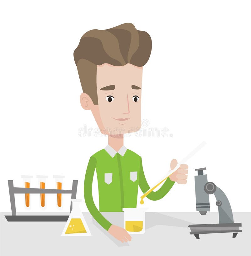 Student Working at Laboratory Class. Stock Vector - Illustration of ...