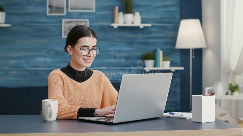 Student Working on Laptop at Desk To Create School Project Stock Photo - Image of development ...