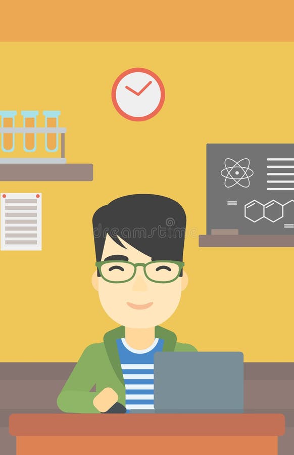 Cartoon Student Working