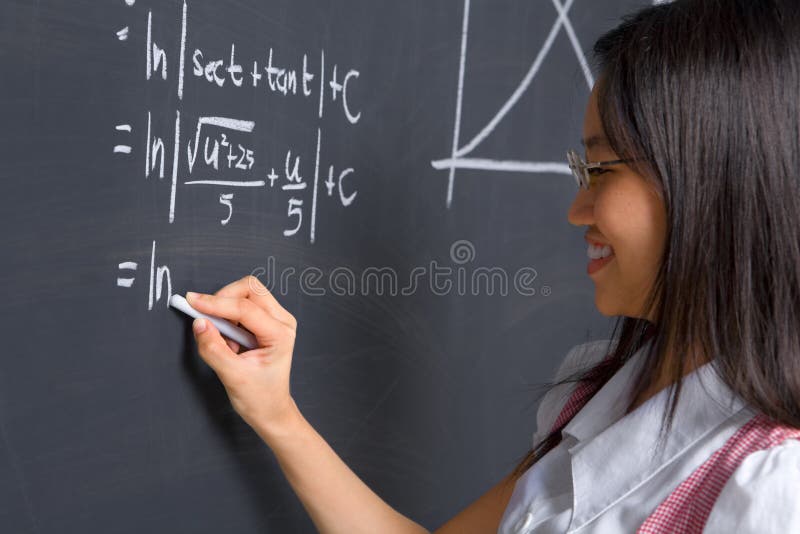Student Working on Mathematics Problem Stock Image - Image of formula ...