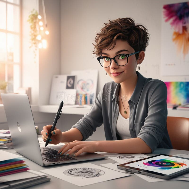 Student Working on School Work Stock Illustration - Illustration of ...