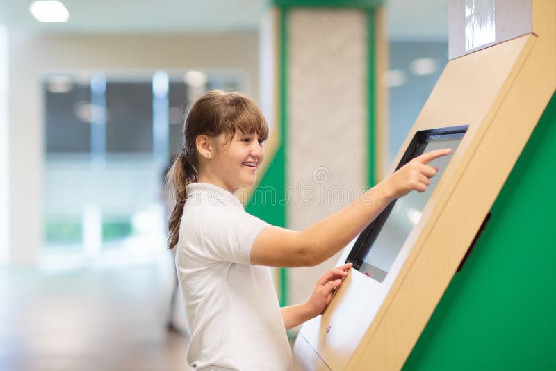 Student Working on Touch Screen Computer in School Stock Photo - Image ...