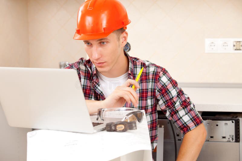 Student works and studies stock image. Image of hardhat - 95433375