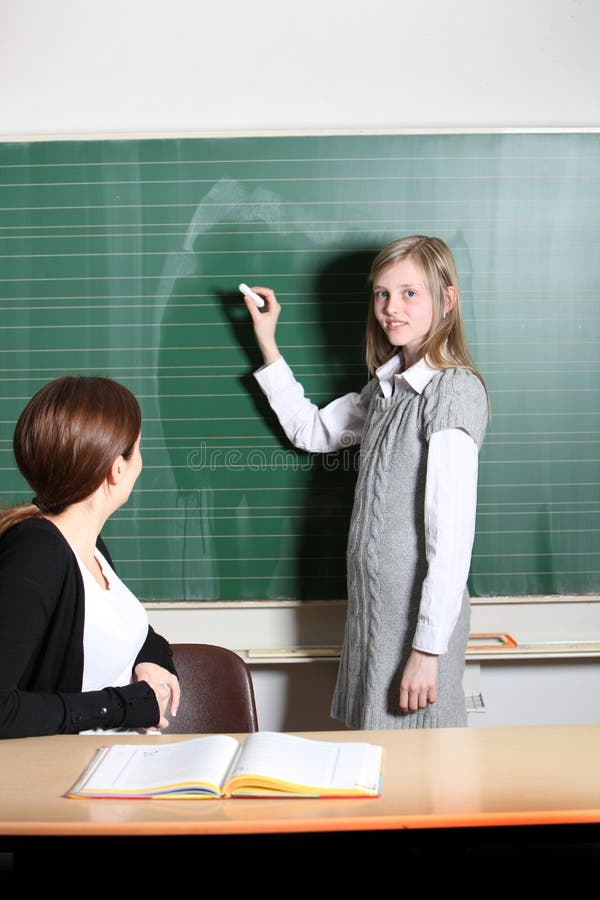 Student Writes on the Blackboard Stock Image - Image of acquire ...