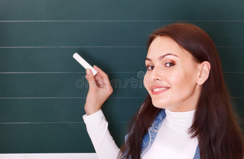 Student Writing on Blackboard. Stock Photo - Image of people ...