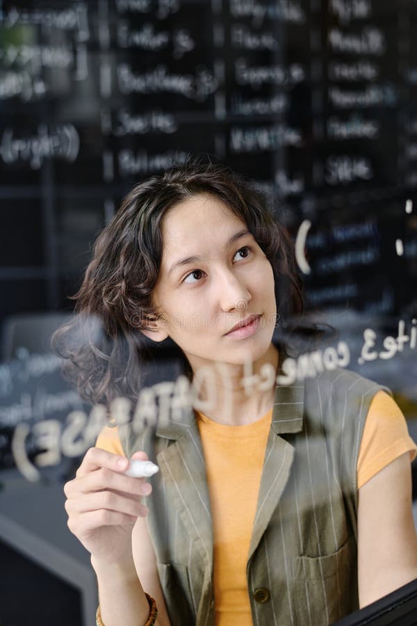 Student Writing on Blackboard at Lesson Stock Image - Image of class ...