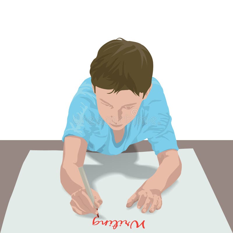 Student Writing Cartoon stock illustration. Illustration of study ...