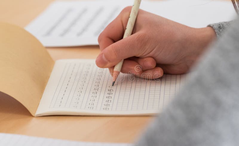 Student Writing Chinese Characters Stock Photo - Image of gray ...