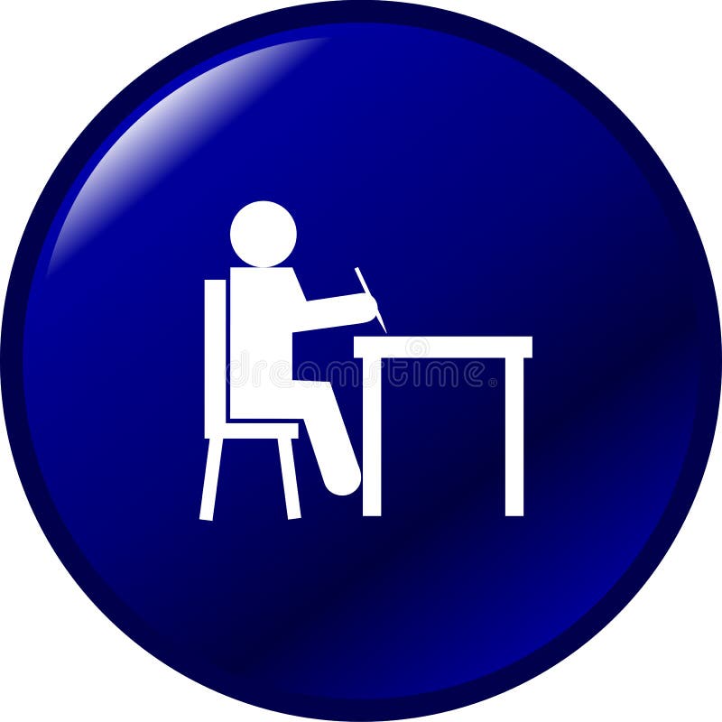 Student Writing in Desk Button Stock Illustration - Illustration of ...