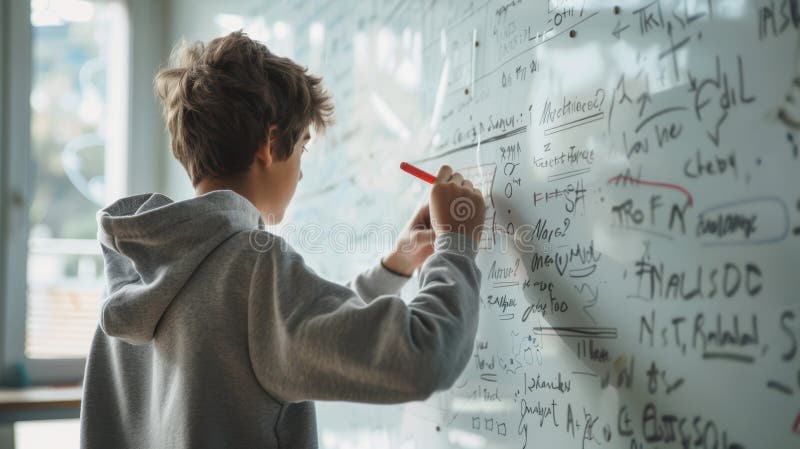 The Student Writing Equations. AI Generated Stock Image - Image of ...