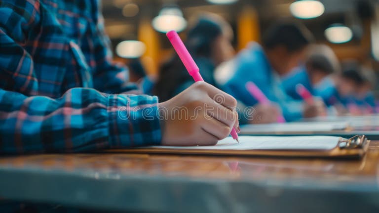 Student is Writing an Exam in a Classroom Setting.. AI Generated Stock ...