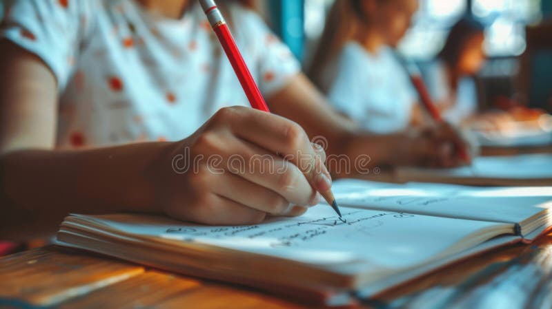 Student is Writing an Exam in a Classroom Setting.. AI Generated Stock ...